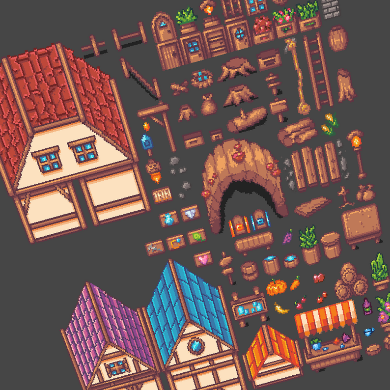 RPG asset tileset - Green Village Valley by FKDemetri