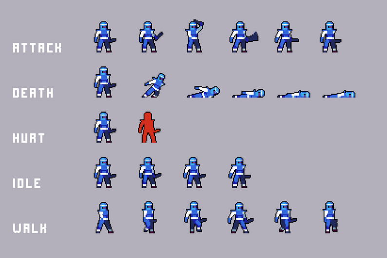 Prison Wardens Pixel Art Sprites by Free Game Assets (GUI, Sprite ...