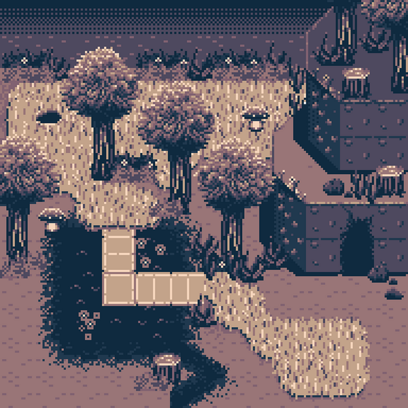 Dreamy Retro Forest Tileset by GalaxyPeachy