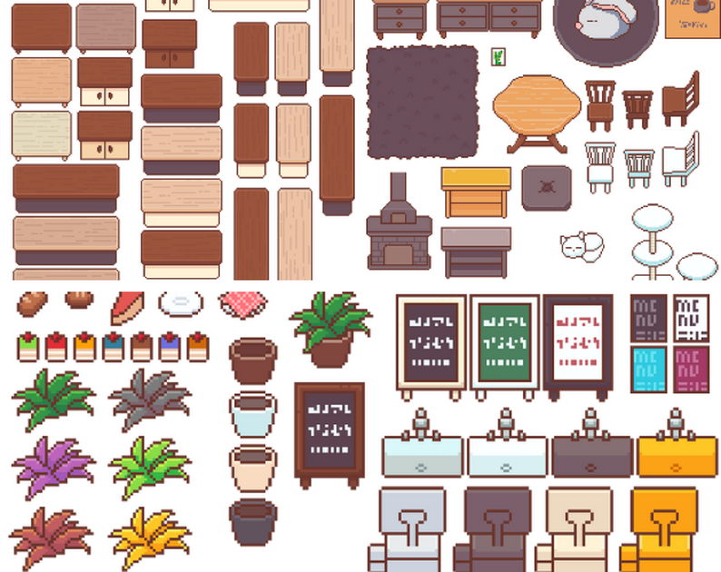 300+ Cafe interiors - Tileset by AbyssalHunter