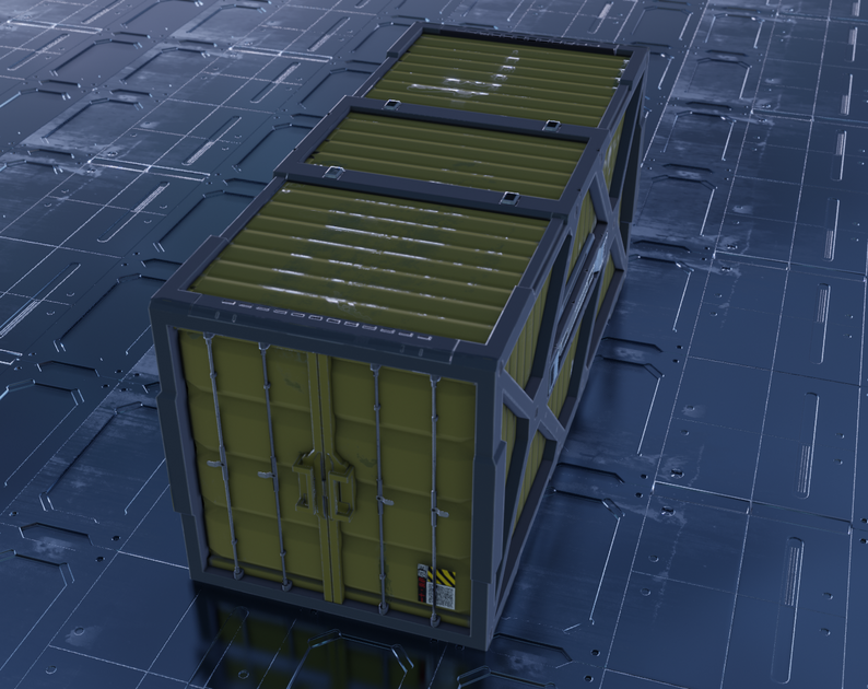Free Sci-Fi Shipping Container Game Model by designersoup