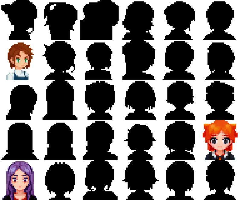 Pixel Faces - 30 Girls (size 32x32) by Akoro