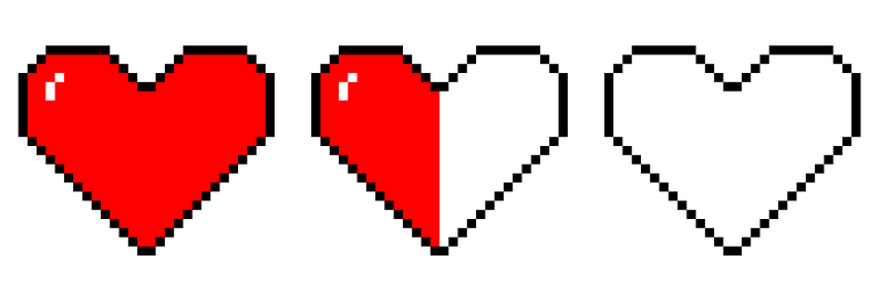 Pixel Hearts, 64x64, 32x32, 16x16 (Free) by ComplexNeko