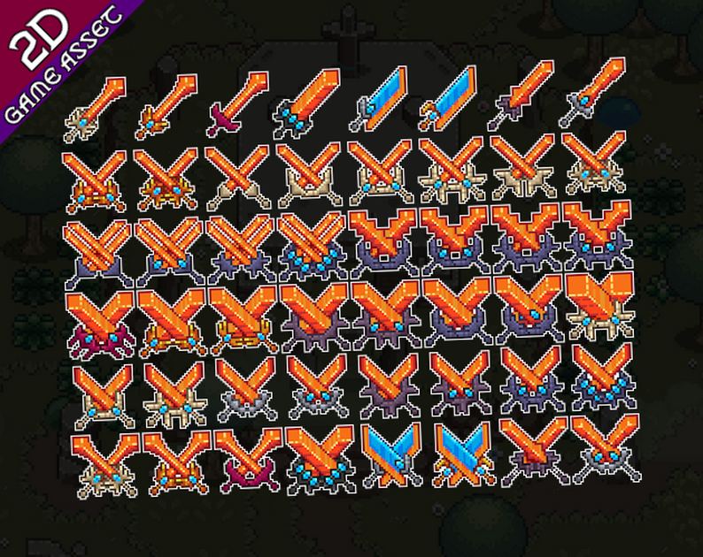 Sword Icons 32x32 Pixelart by ELV Games