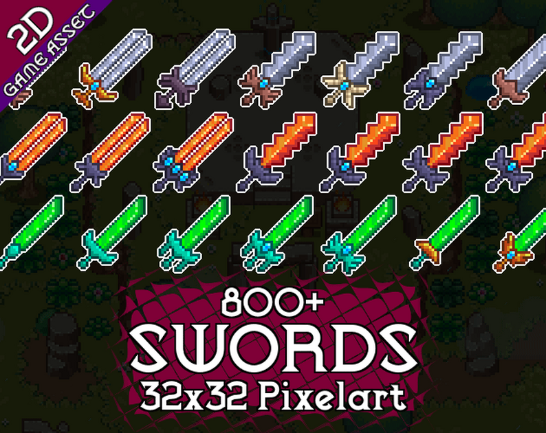 Sword Icons 32x32 Pixelart by ELV Games