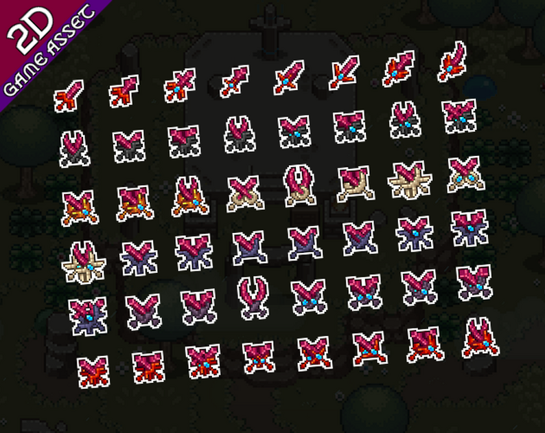 Daggers Icons 32x32 Pixelart by ELV Games