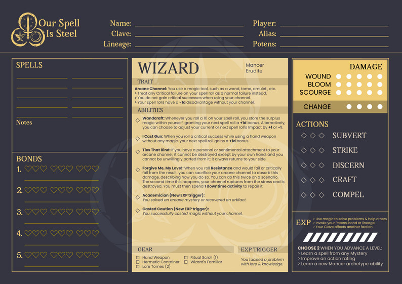 Our Spell Is Steel | A Forged In The Dark TRPG by Switchback Worlds