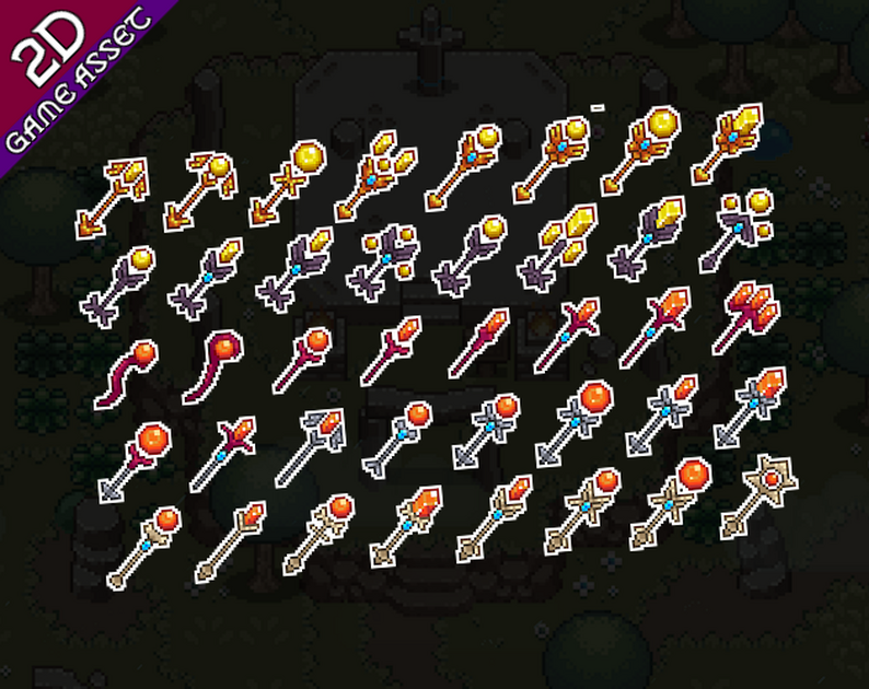 Staff Icons 32x32 Pixelart by ELV Games