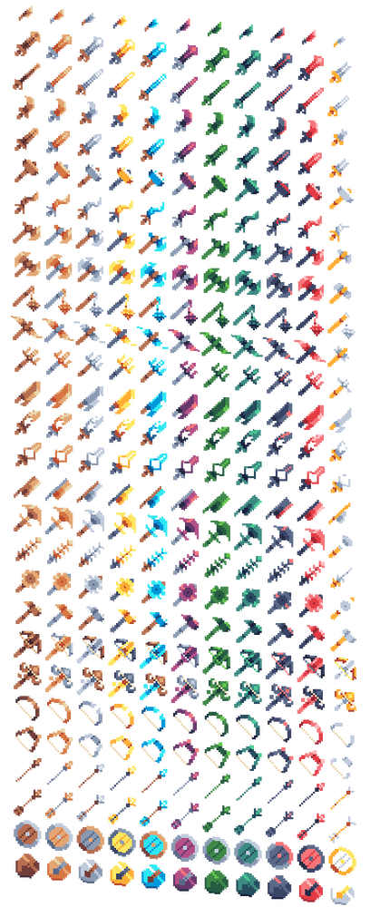 Weapon and Shields Items [16x16] - Fantasy Pack by Eduardo Scarpato