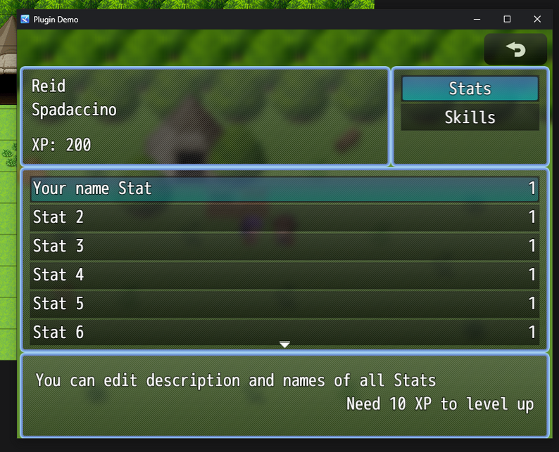 Rpg Maker MZ Plugin: RPG Style Stats and Skills by WinterDream Games ...