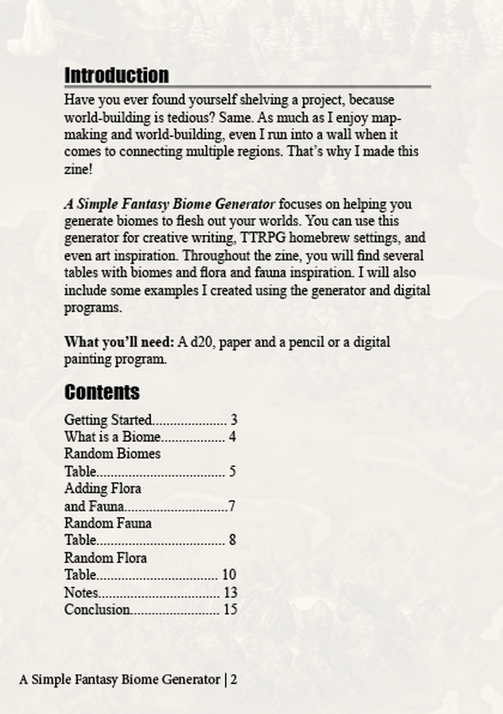 A Simple Fantasy Biome Generator Zine by ChromaGlitch