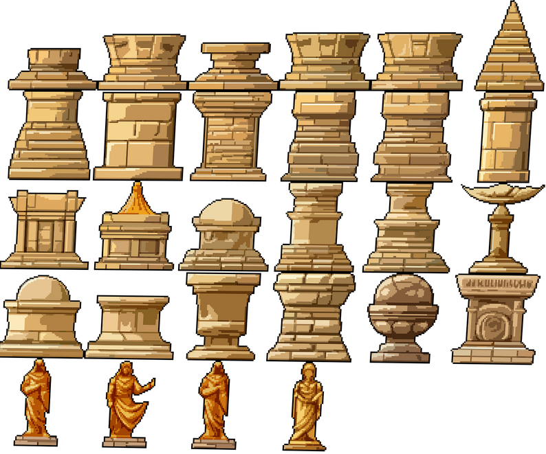 Ancient Greek Temple / Statue assets - Pixelart / Pixel Art sprite ...