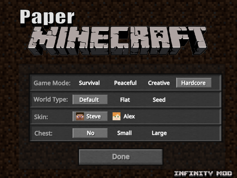 Paper Minecraft Infinity Mod (v1.0.0-beta) by ironkid1212