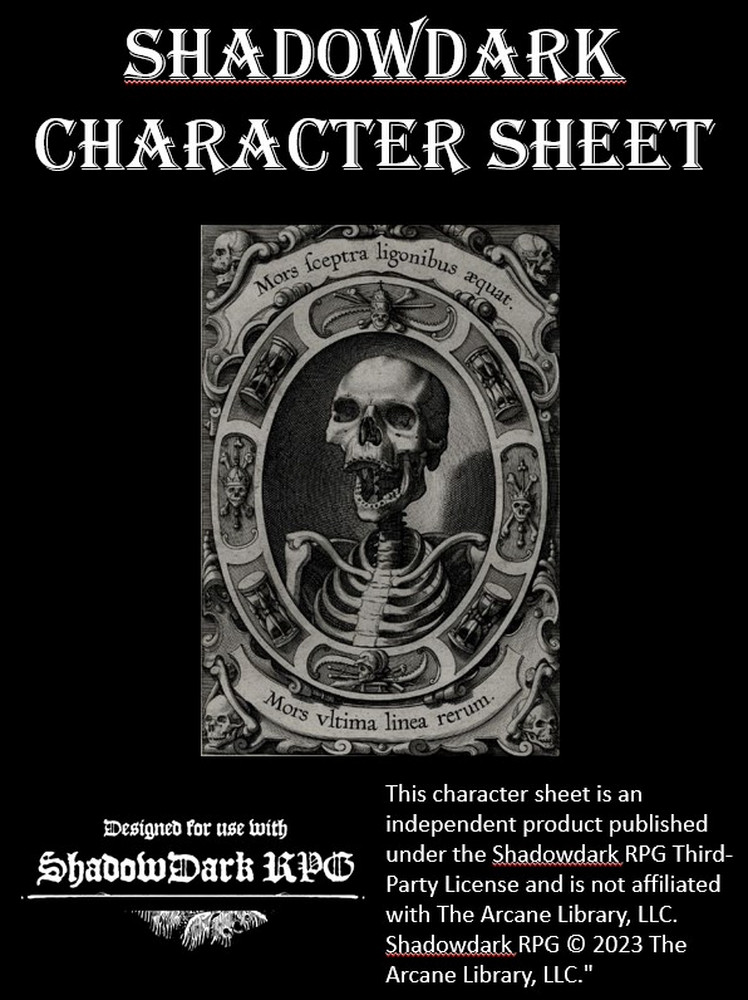 ShadowDark Character Sheet by RocketPunchPress