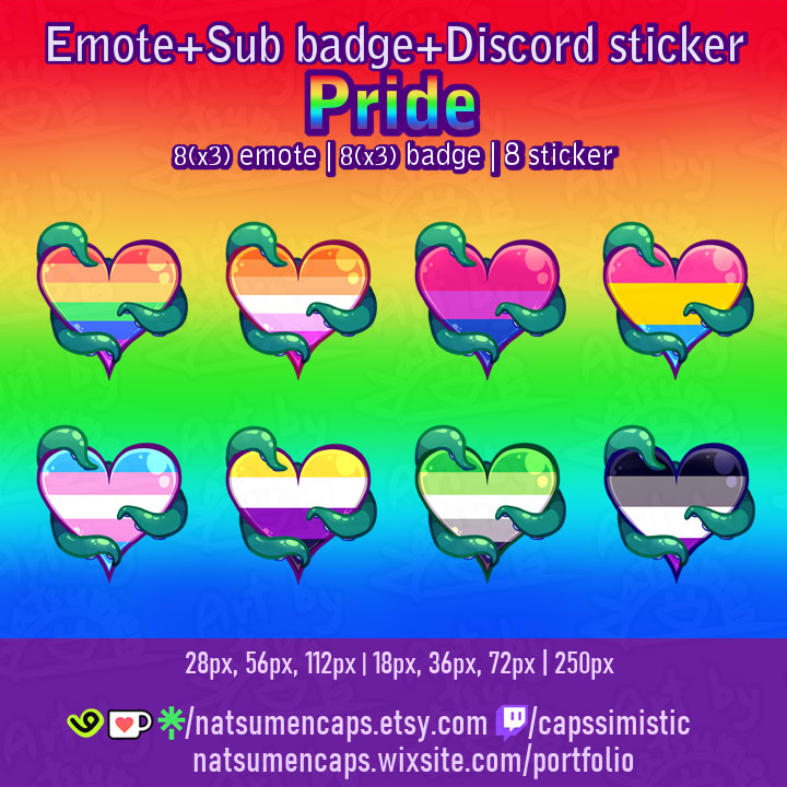 Pride - Pre-made emote + bit/sub badges by Natsumen.Caps