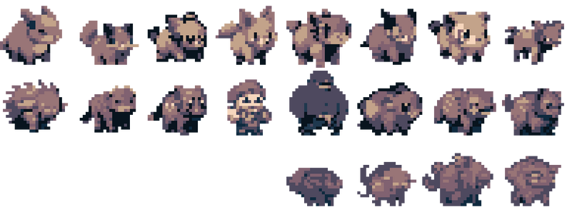Pixel Mons - 52 monsters (Size 24x24) by Akoro