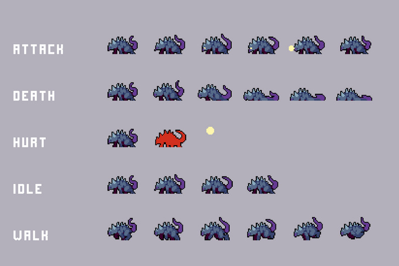 Platformer Enemies Sprite Sheet by Free Game Assets (GUI, Sprite, Tilesets)