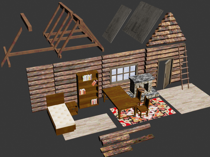 PSX Modular Low Poly Cabin Pack by BlenderVoyage