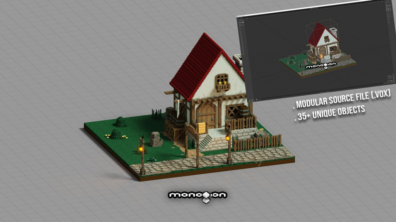 Voxel Medieval Town - monogon by monogon