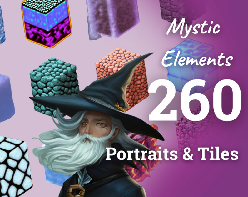 260 Elemental Character Portraits & Isometric Tiles by Rosebud AI Gamemaker