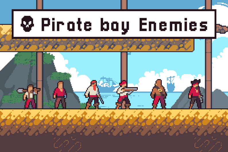 Pirates Sprite Sheet for Platformer by Free Game Assets (GUI, Sprite ...