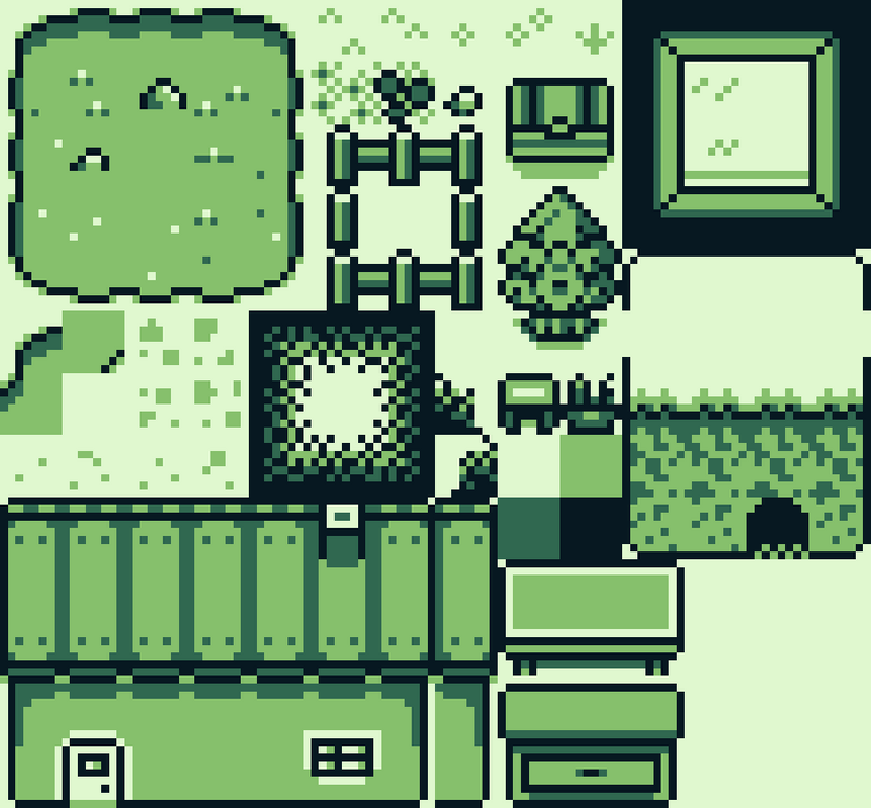 GameBoy Tileset - Free 4 color village tileset by whydesign
