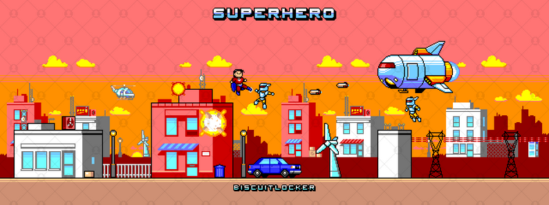Pixel Superhero Set by biscuitlocker