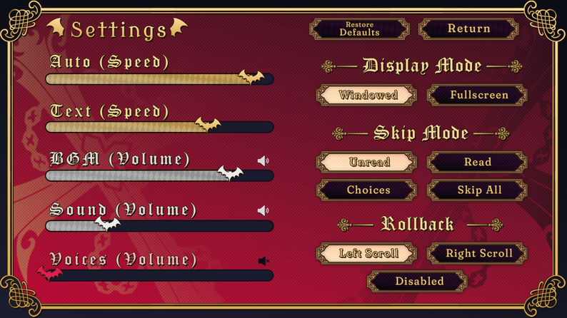 Vampiric Visions: a pre-made visual novel GUI Set by Akira Assets