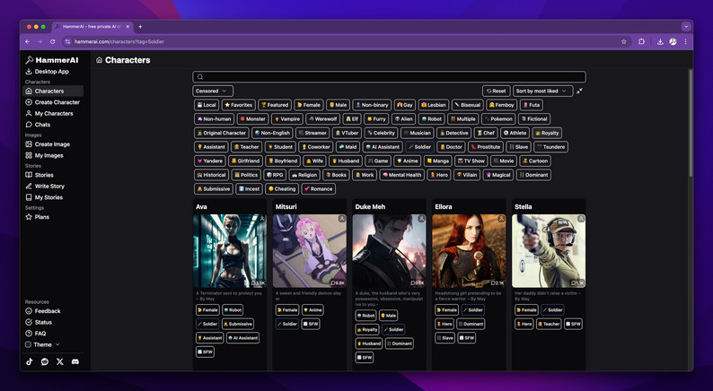 HammerAI Web | Free & unlimited AI chat in your browser by HammerAI