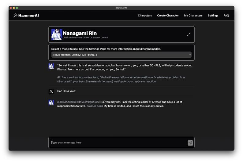 HammerAI | Free & unlimited AI chat running on your computer by HammerAI