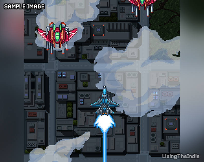 Pixel Art City Background for SHMUP by DyLESTorm