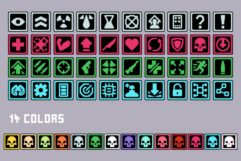 Free Skill 32×32 Cyberpunk Icons Pixel Art by Free Game Assets (GUI ...
