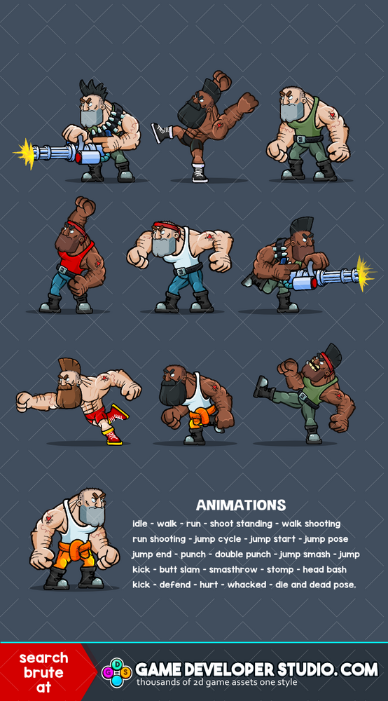 Brute character mega pack by Robert Brooks - gamedeveloperstudio.com