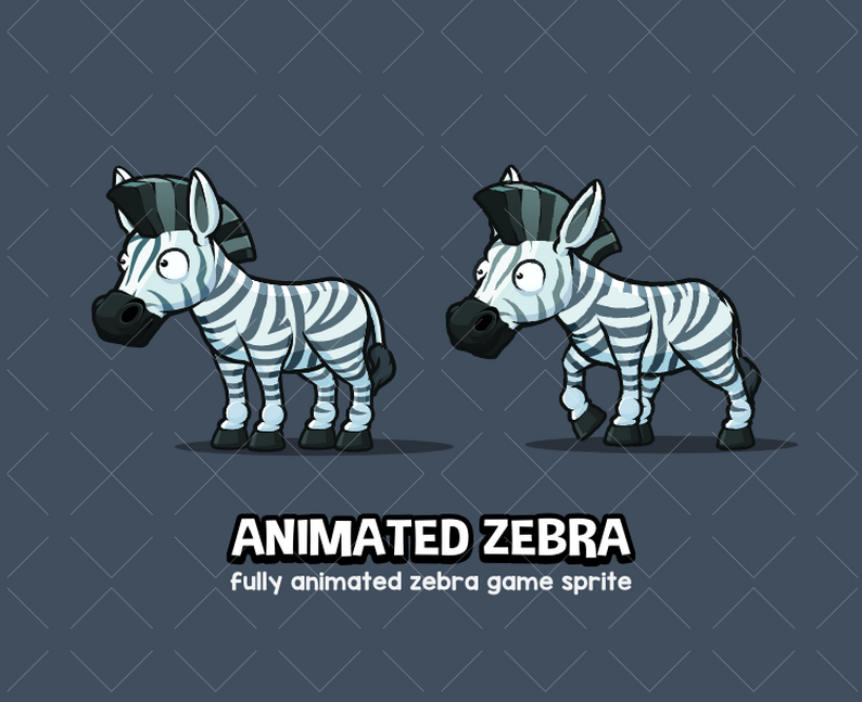 Animated zebra by Robert Brooks - gamedeveloperstudio.com