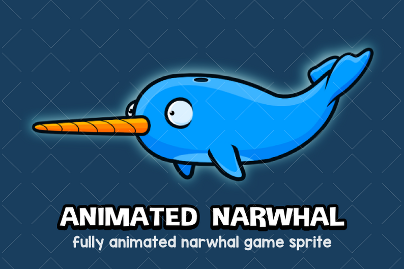 Animated narwhal by Robert Brooks - gamedeveloperstudio.com