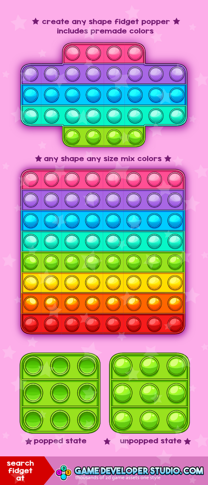 Fidget popper tile sets by Robert Brooks - gamedeveloperstudio.com