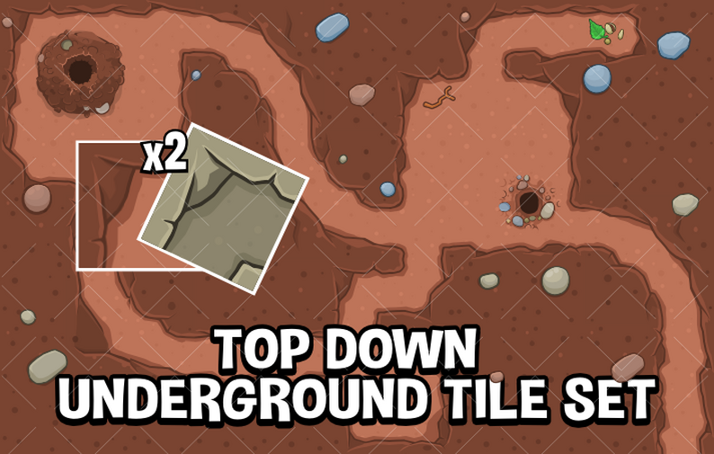 Top down underground tile sets by Robert Brooks - gamedeveloperstudio.com