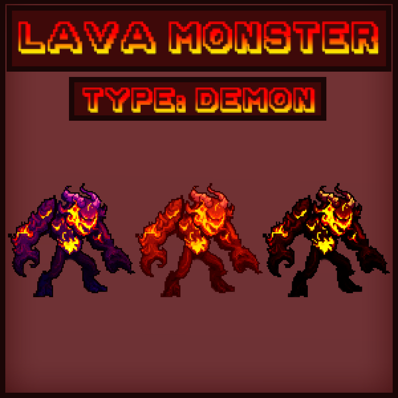 Pixel Art Lava Monster Demon by PixelSkeys