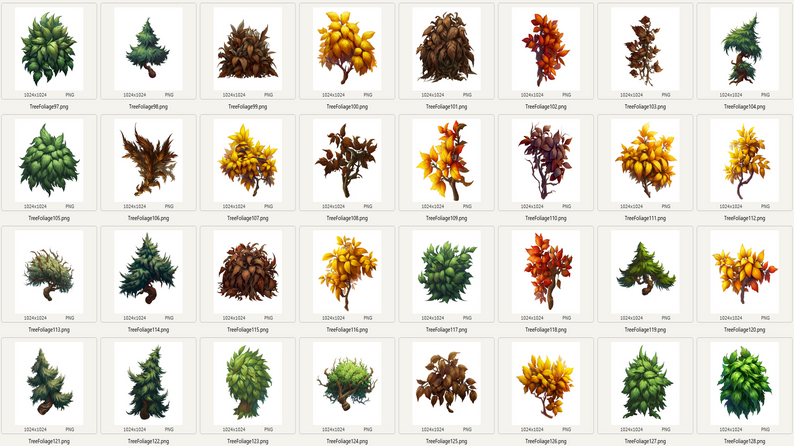 Stylized Sprites – Vol 2 – Tree Foliage by oleekconder