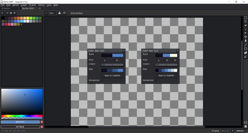 Aseprite Color Ramp Script (Color Hue v2.0) by CanadianBoy