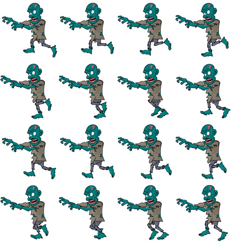 Green Zombie Cartoon 2D Sprite Asset by enkstudio