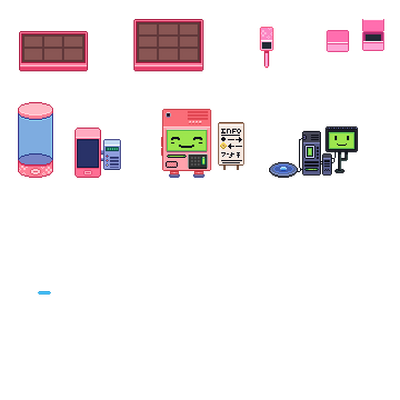 Various Pink Pixel Assets by gurokitty