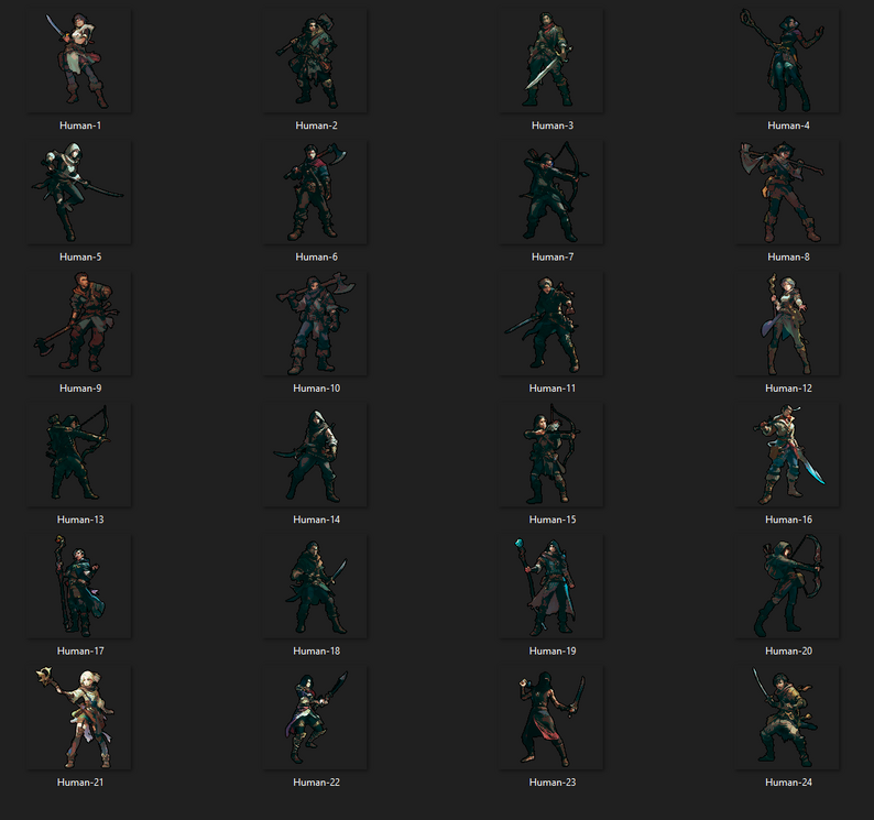 24 Human Battlers Pack 128x128 by Battlebacks