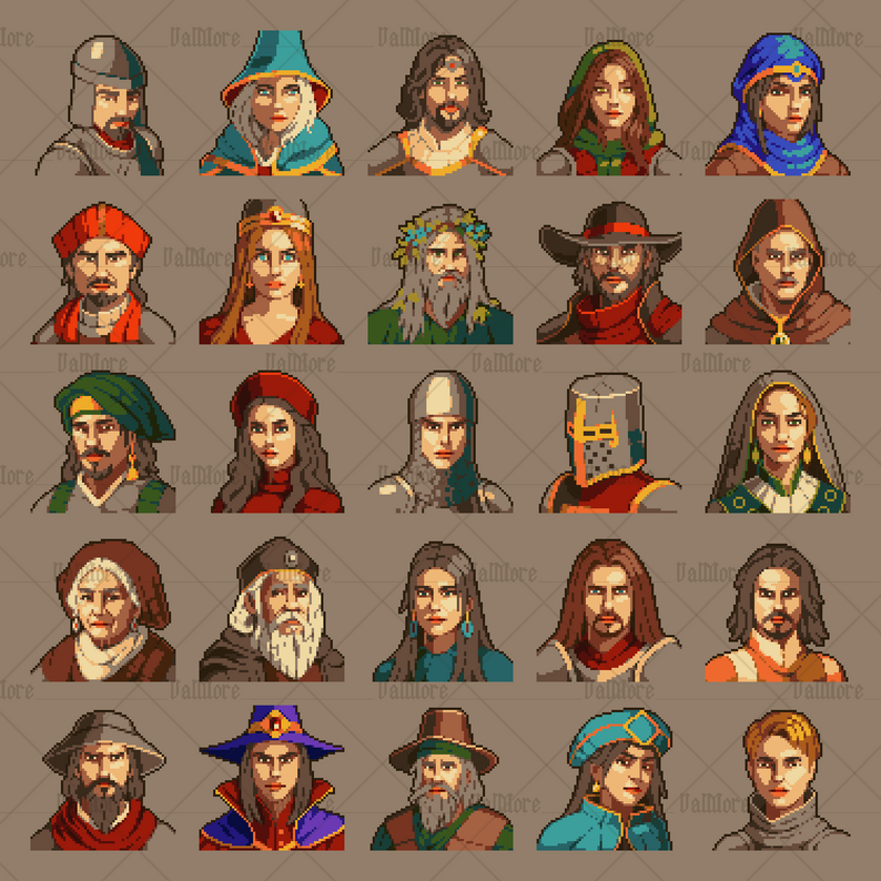 25 Pixel Art Portraits by MedievalMore