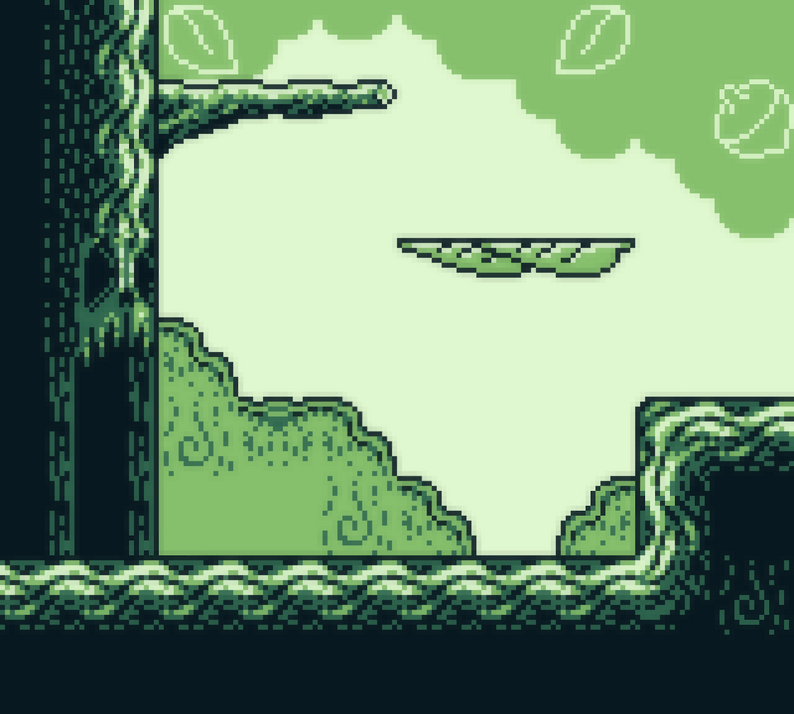 Game Boy FOREST Platform Tileset by Kensu William