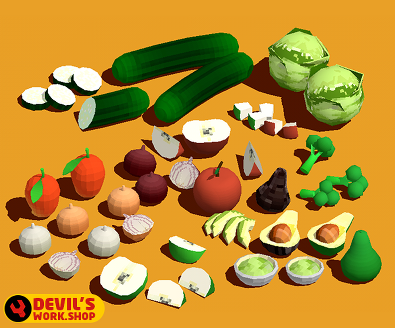 Low Poly Pixel Fruits and Vegetable Asset Pack - Devils Work.shop by DevilsWork.shop
