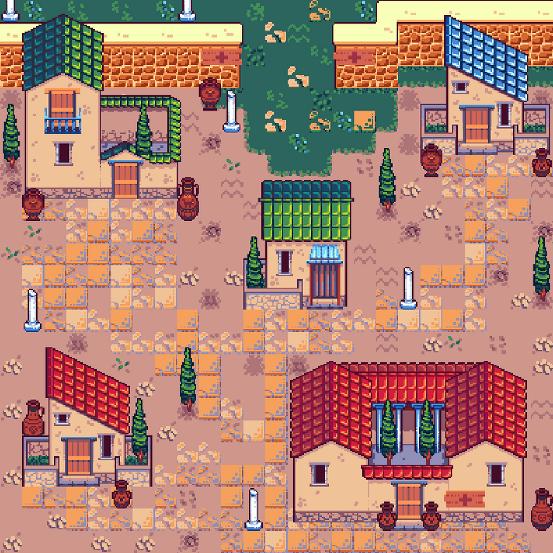 Land of pixels - Ancient greeks inspired tileset Top down by marceles 🌴