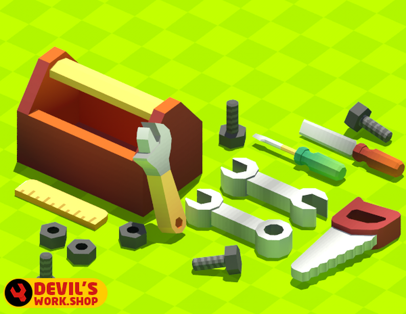 Low Poly Pixel3d Mechanic's Toolset Asset Pack - Devils Work.shop by DevilsWork.shop