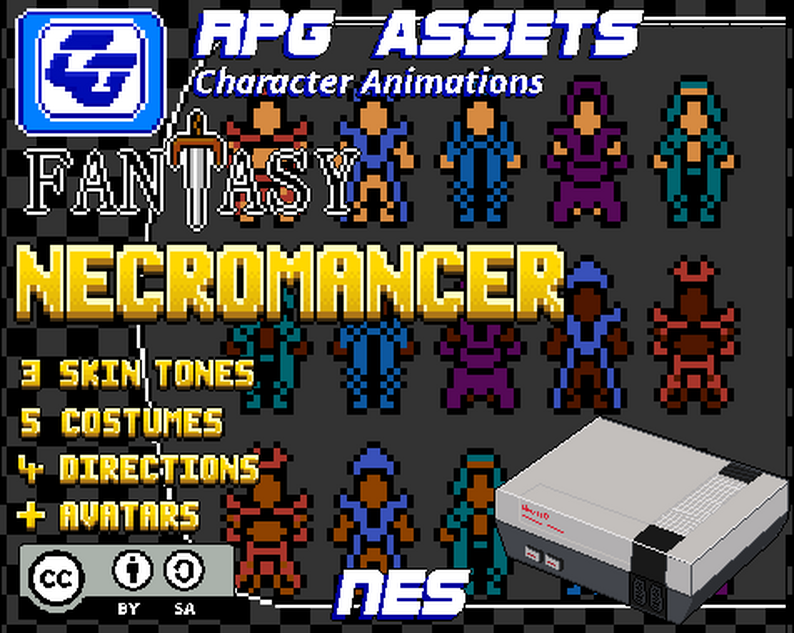 RPG Asset Character 'Necromancer' NES Male by chasersgaming