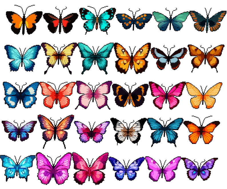 Butterfly pack - Pixelart / Pixel Art sprite Insects Pack for RPG ...